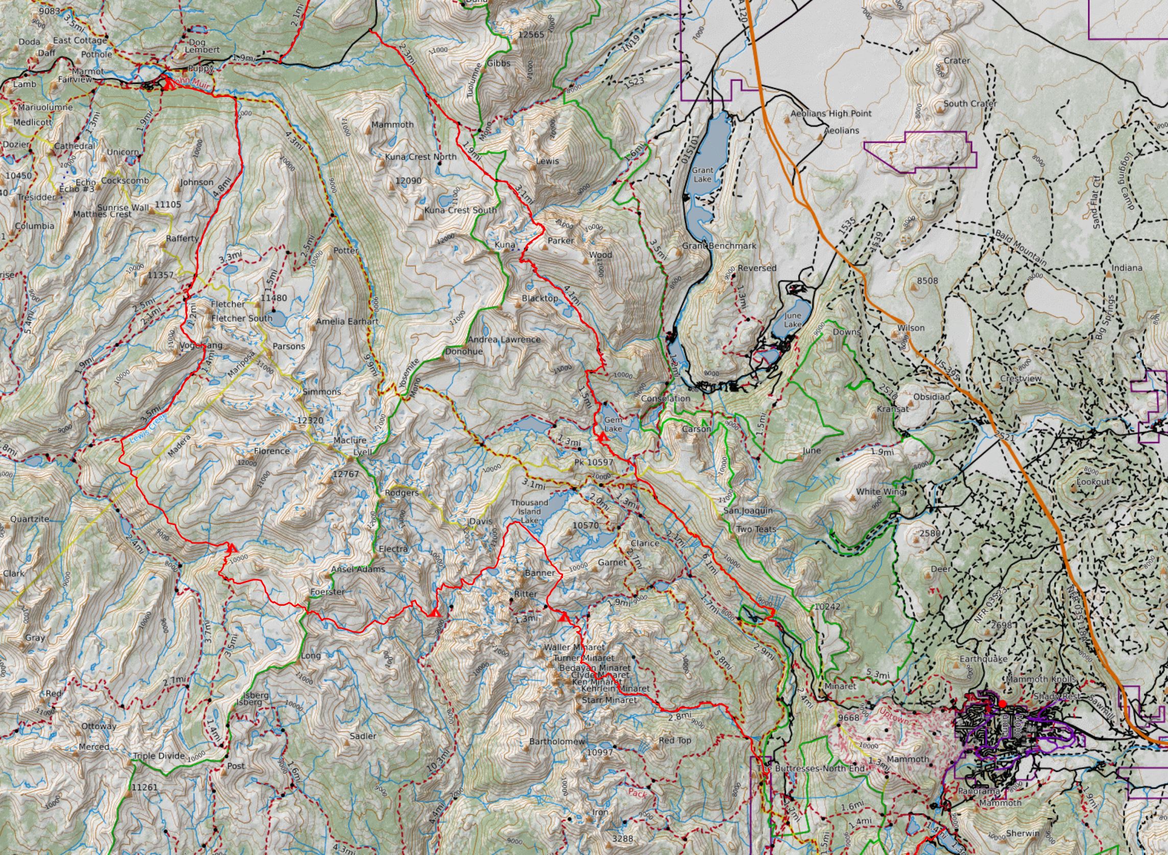 Reds Meadow to Tuolumne loop – A wee walk